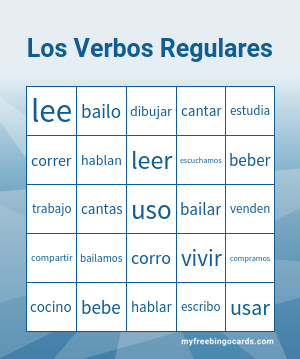 Print 100+ Los Verbos Regulares Bingo Cards