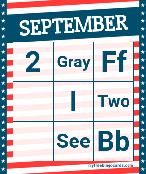SEPTEMBER BINGO