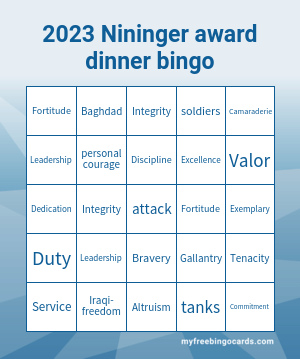 2023 Nininger award dinner bingo