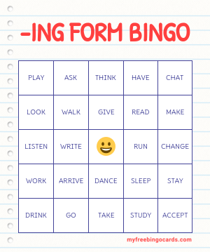 -ING FORM BINGO