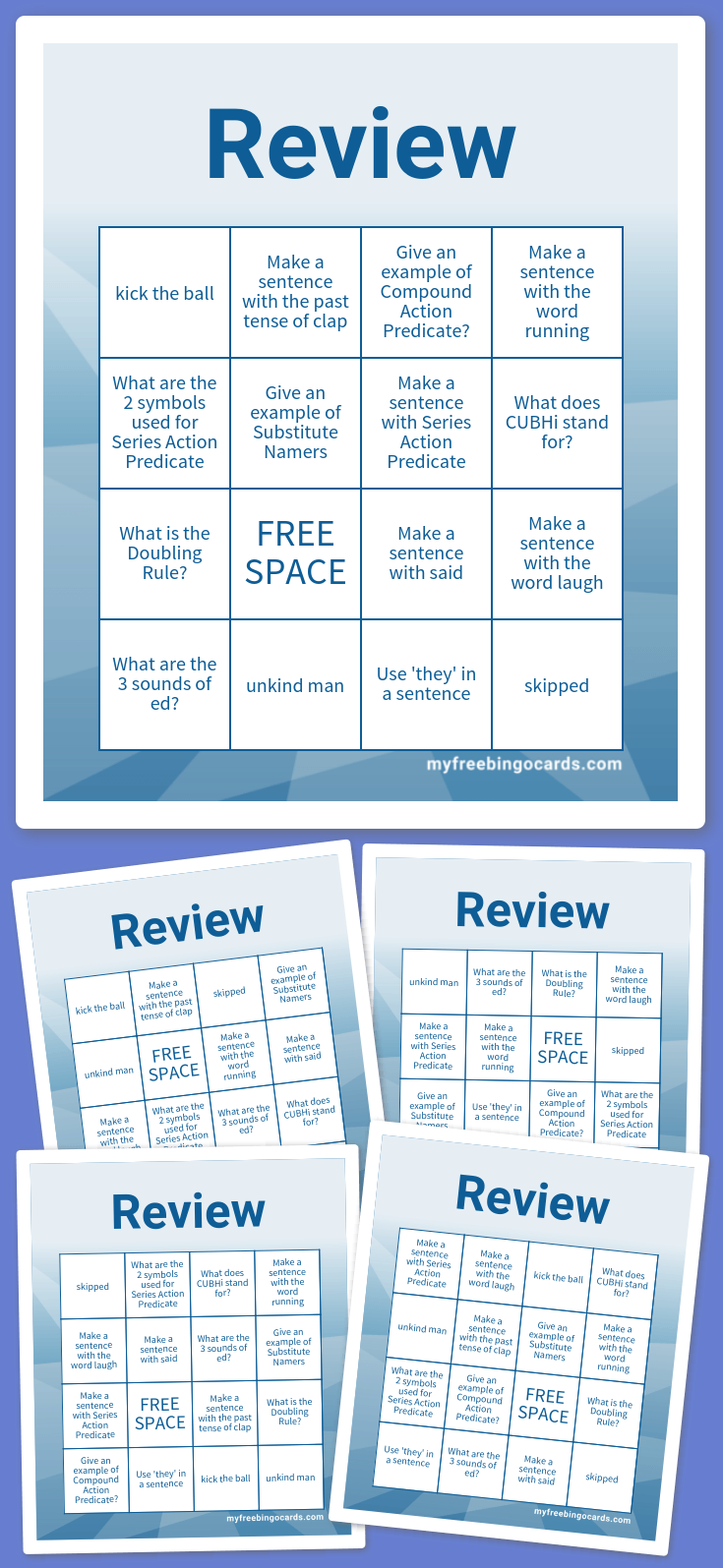 Virtual Review Bingo