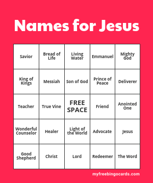 Names for Jesus Bingo