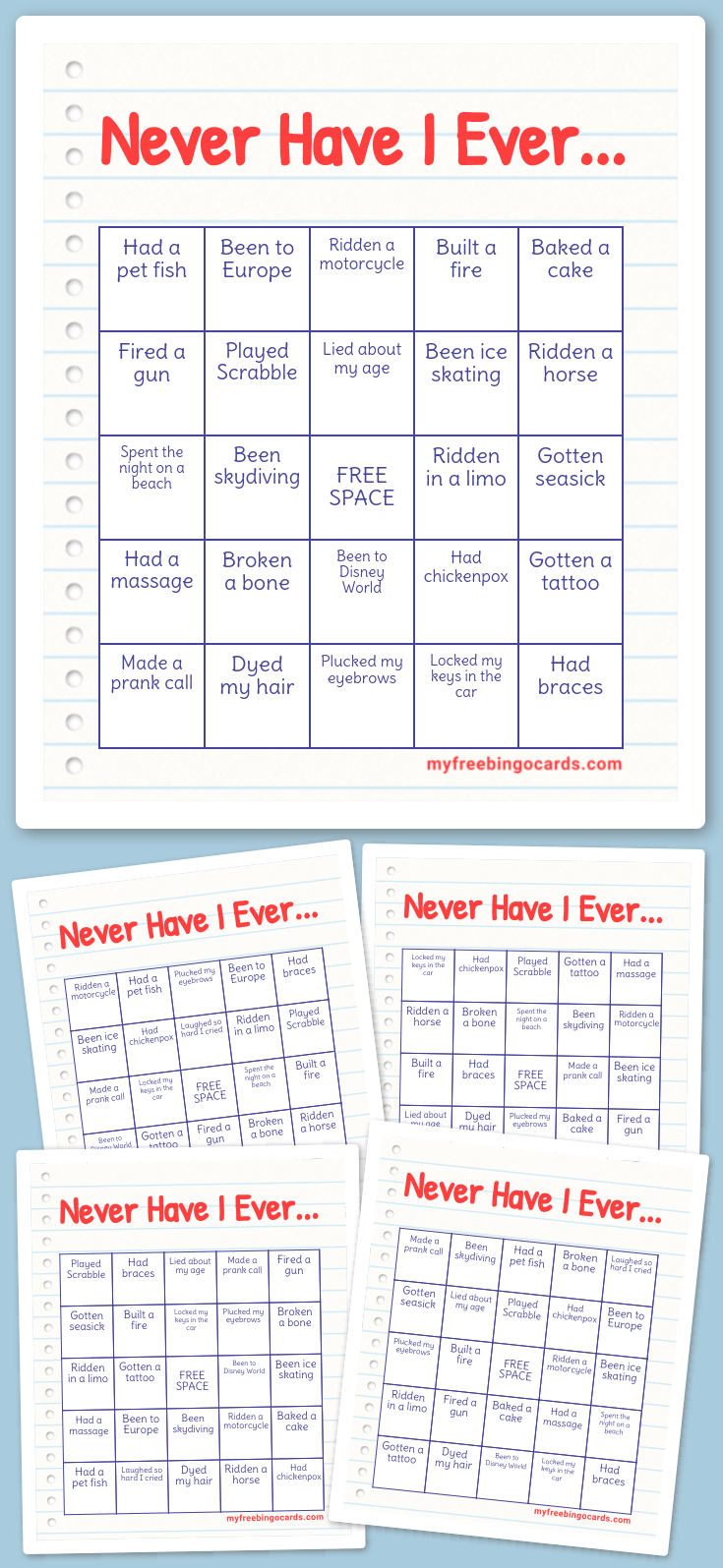 Virtual Never Have I Ever... Bingo
