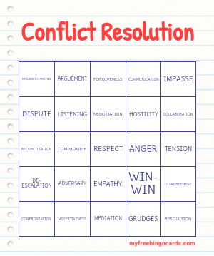 Conflict Resolution Bingo