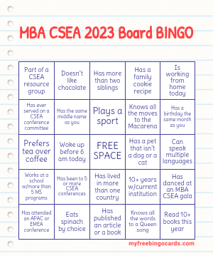 MBA CSEA 2023 Board BINGO