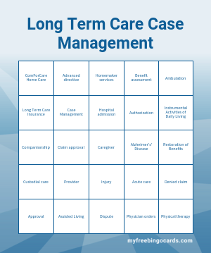Print 100+ Long Term Care Case Management Bingo Cards