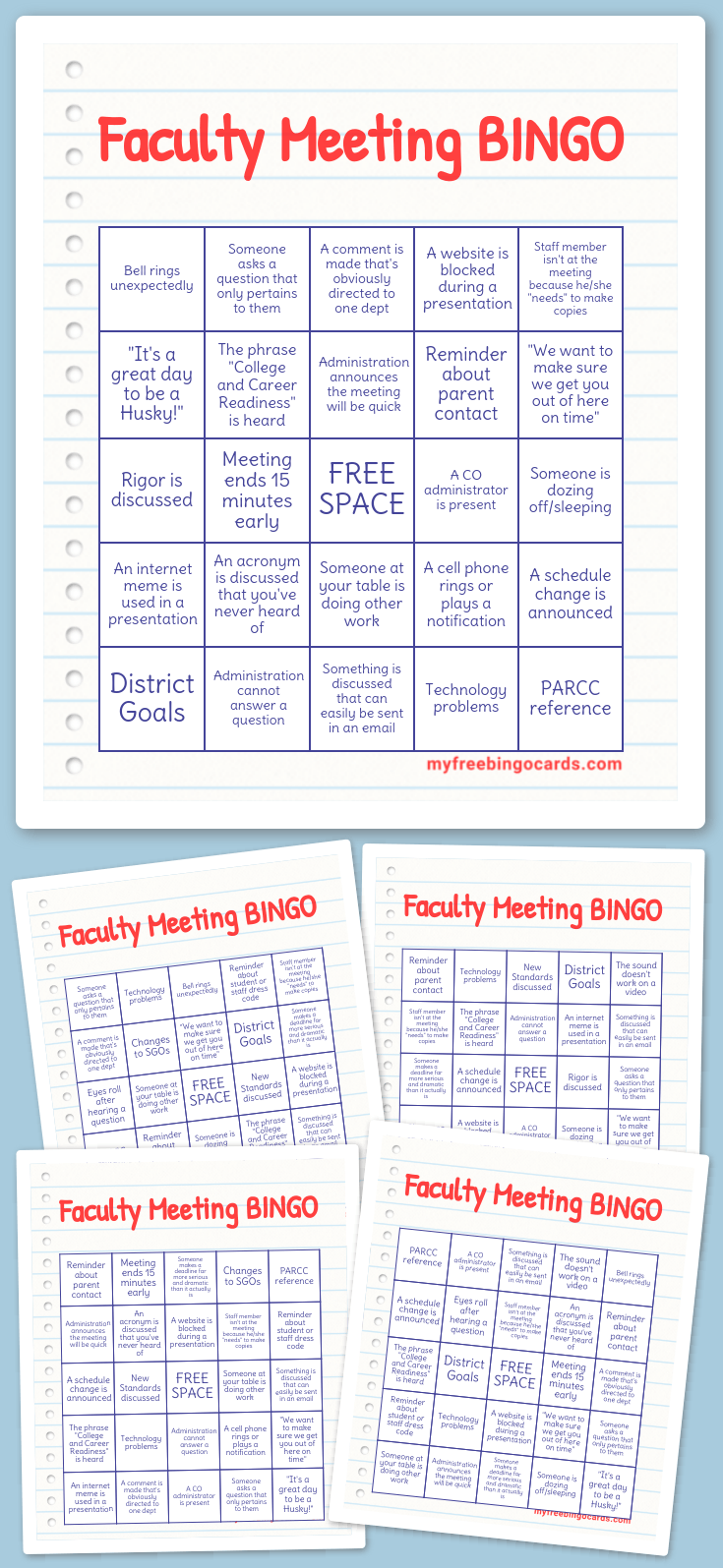 Virtual Faculty Meeting BINGO