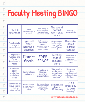 Faculty Meeting BINGO
