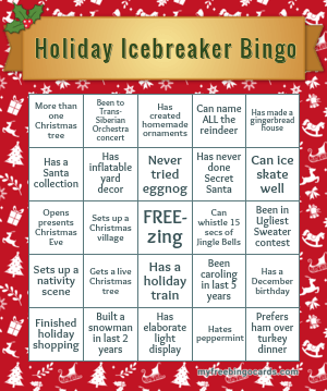 Holiday Icebreaker Bingo