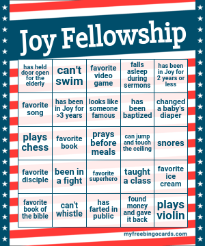 Joy Fellowship Bingo