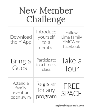 New Member Challenge Bingo