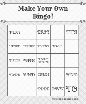 Print 100+ Make Your Own Bingo! Cards