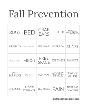 Print 100+ Fall Prevention Bingo Cards