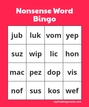 Nonsense Word Bingo