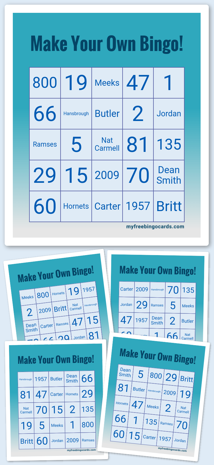Virtual Make Your Own Bingo!