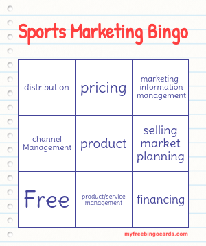 Sports Marketing Bingo