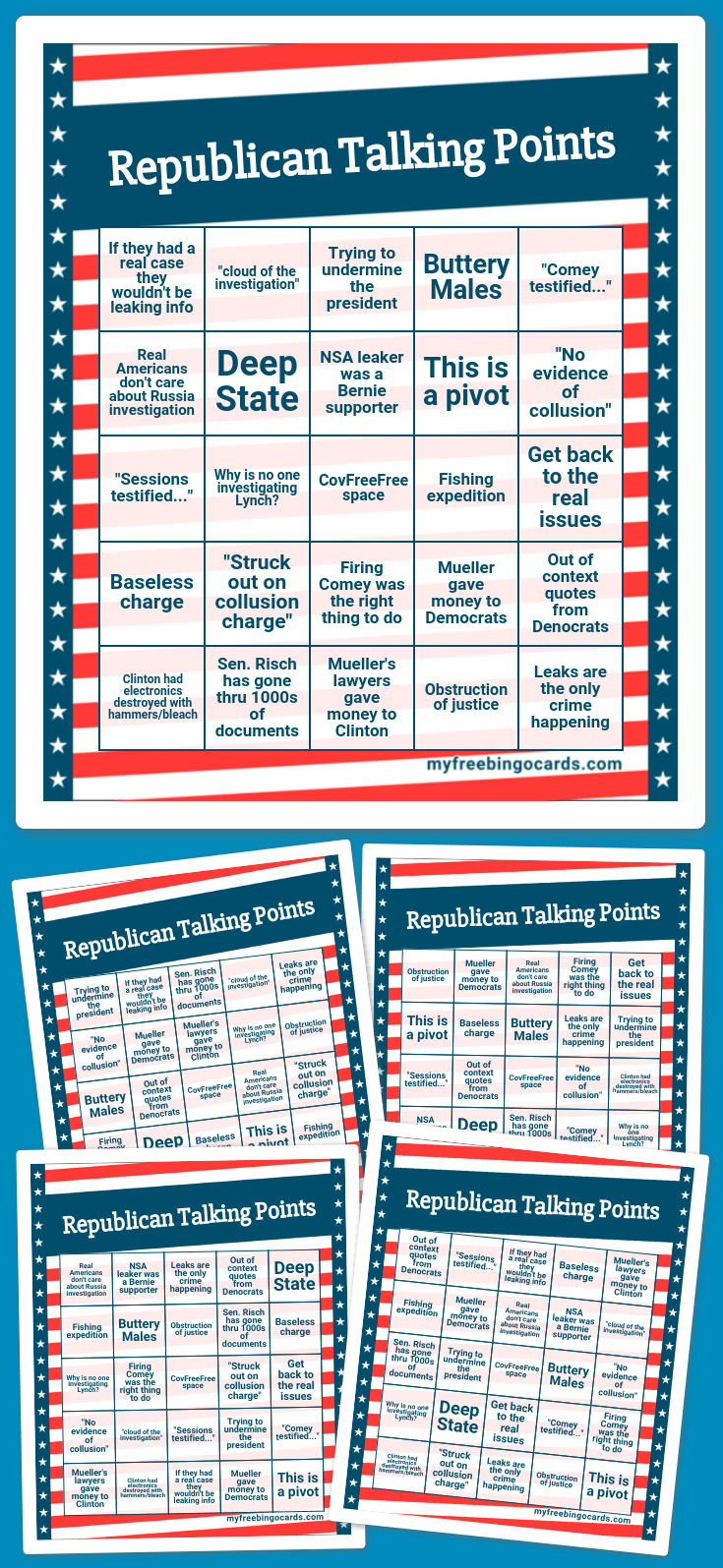 Virtual Republican Talking Points Bingo
