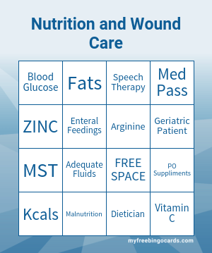 Print 100+ Nutrition and Wound Care Bingo Cards