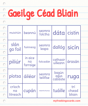 Print 100+ Gaeilge Céad Bliain Bingo Cards