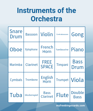 Print 100+ Instruments of the Orchestra Bingo Cards