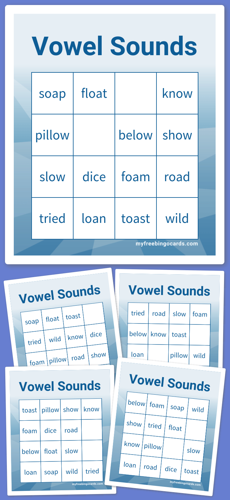 Virtual Vowel Sounds Bingo