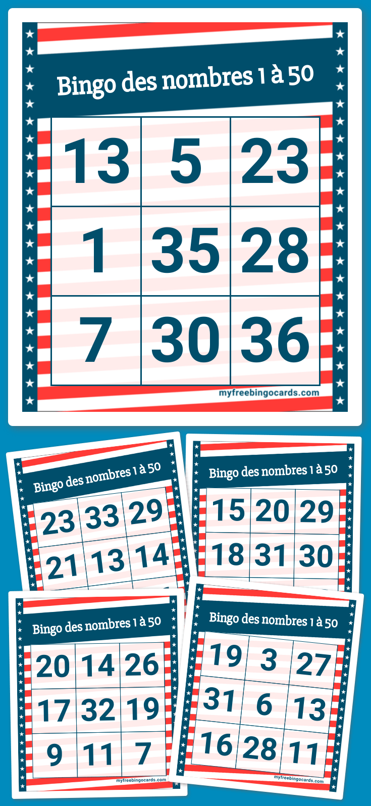 Virtual Bingo des nombres 1 à 50