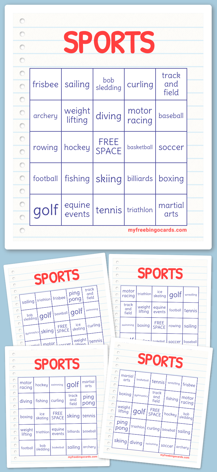 Virtual SPORTS BINGO