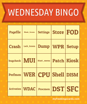 WEDNESDAY BINGO