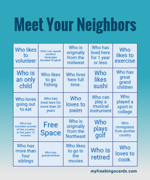 Meet Your Neighbors Bingo