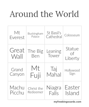 Around the World Bingo