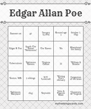 Edgar Allan Poe Bingo