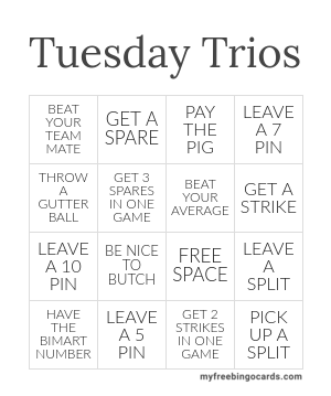 Tuesday Trios Bingo