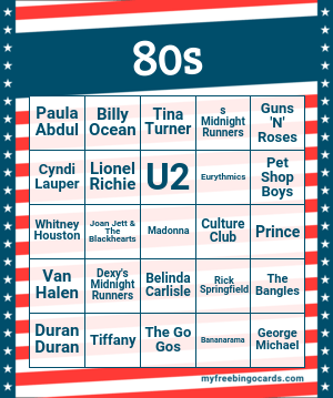 80s bingo