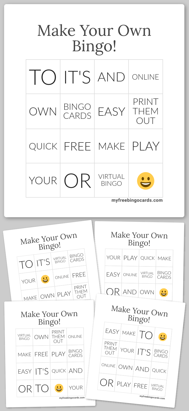Virtual Make Your Own Bingo!