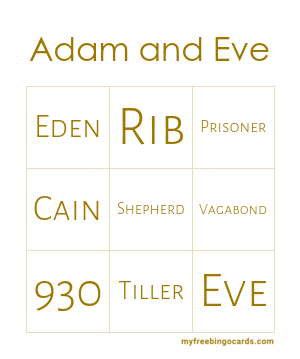 Adam and Eve Bingo