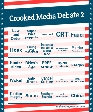 Crooked Media Debate 2 Bingo