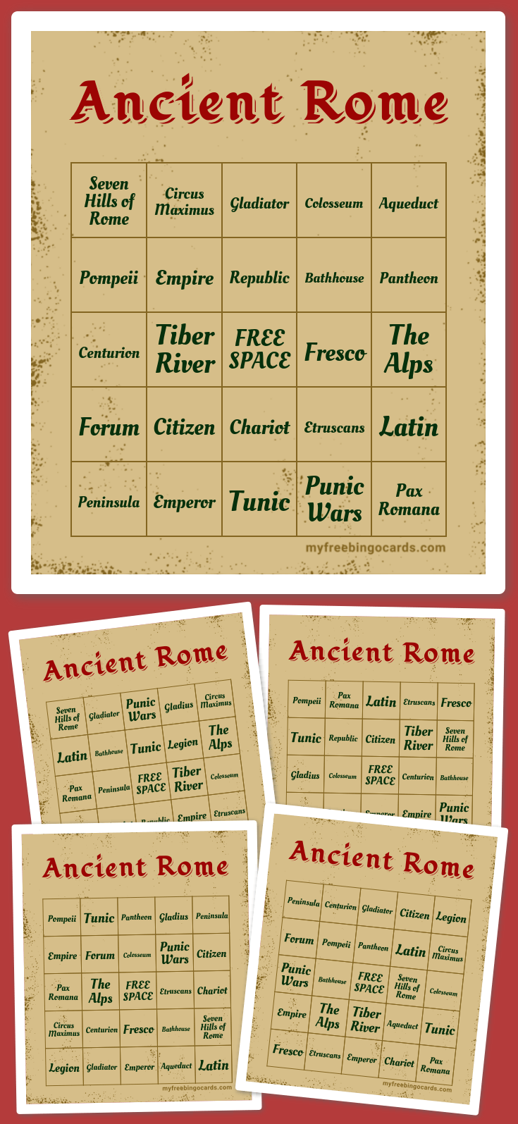 Virtual Ancient Rome Bingo