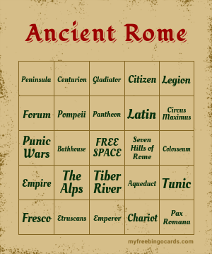 Ancient Rome Bingo
