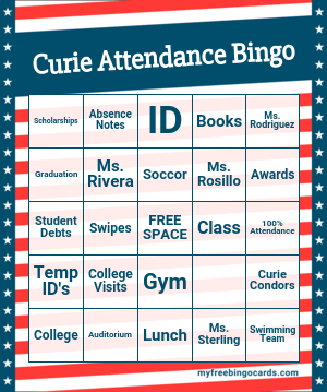 Curie Attendance Bingo
