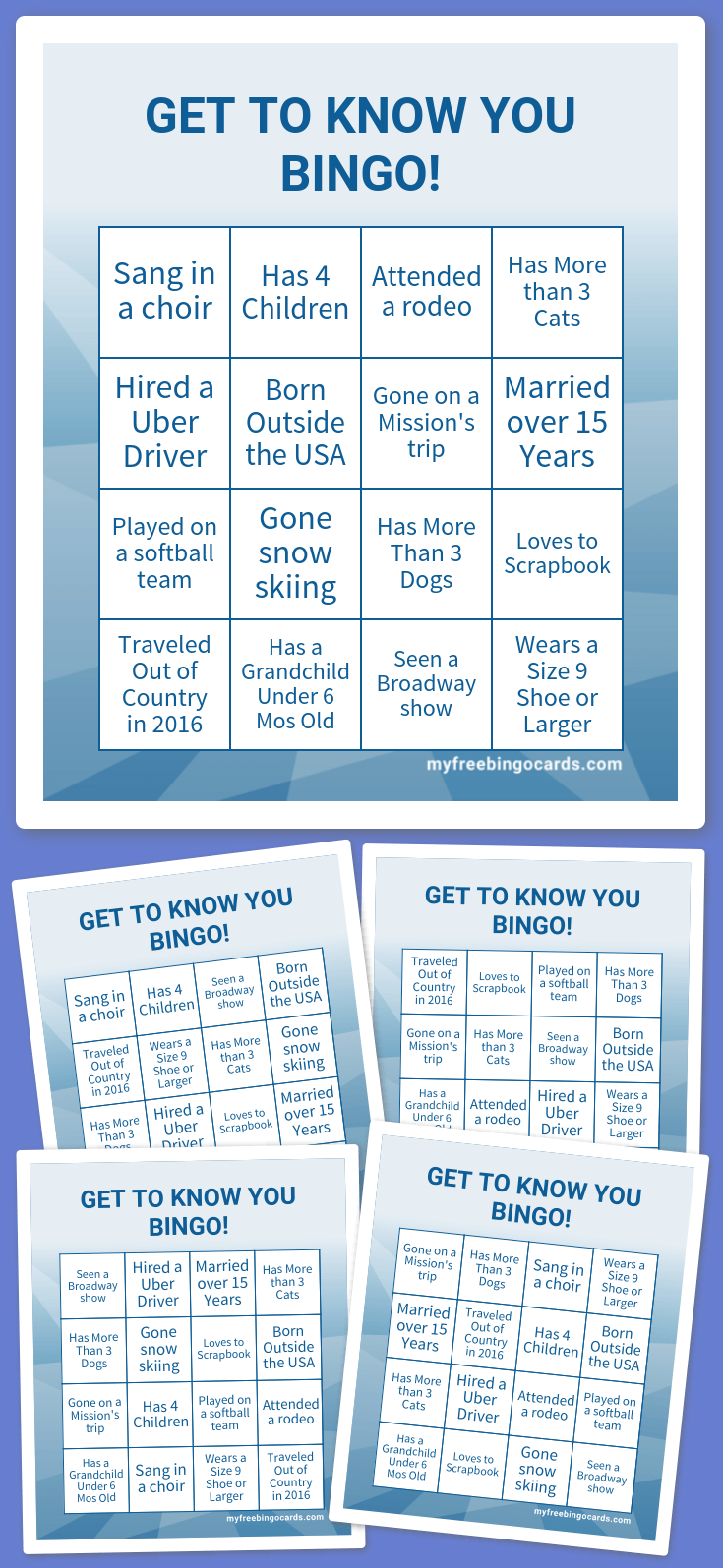 Virtual GET TO KNOW YOU BINGO!