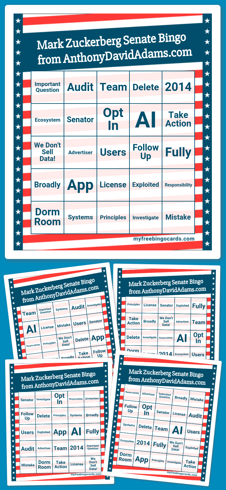 Virtual Mark Zuckerberg Senate Bingo fro…