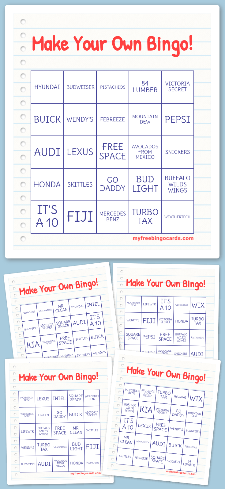 Virtual Make Your Own Bingo!