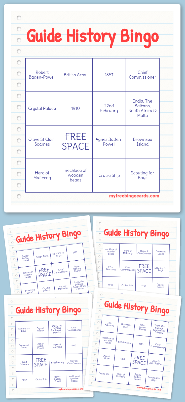 Virtual Guide History Bingo