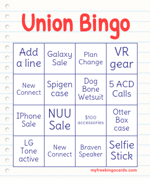 Print 100+ Union Bingo Cards