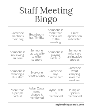 Staff Meeting Bingo