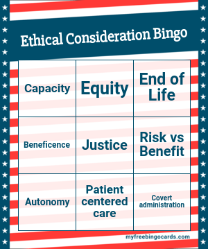 Ethical Consideration Bingo