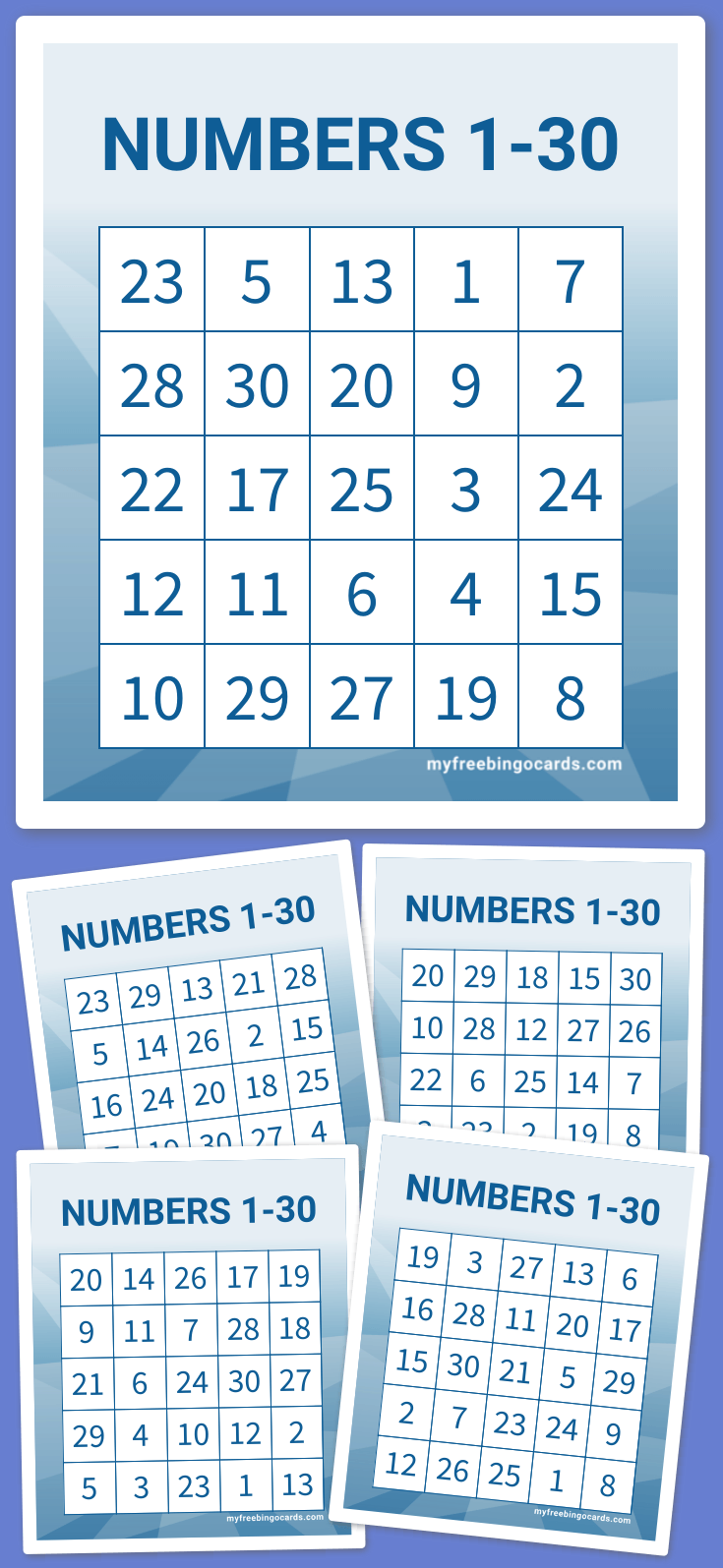 Virtual NUMBERS 1-30 BINGO