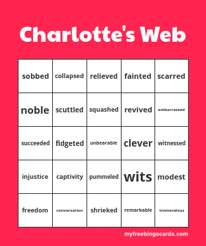 Charlotte's Web Bingo