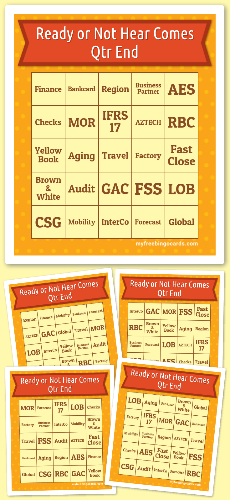Virtual Ready or Not Hear Comes Qtr End Bingo