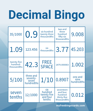 Decimal Bingo